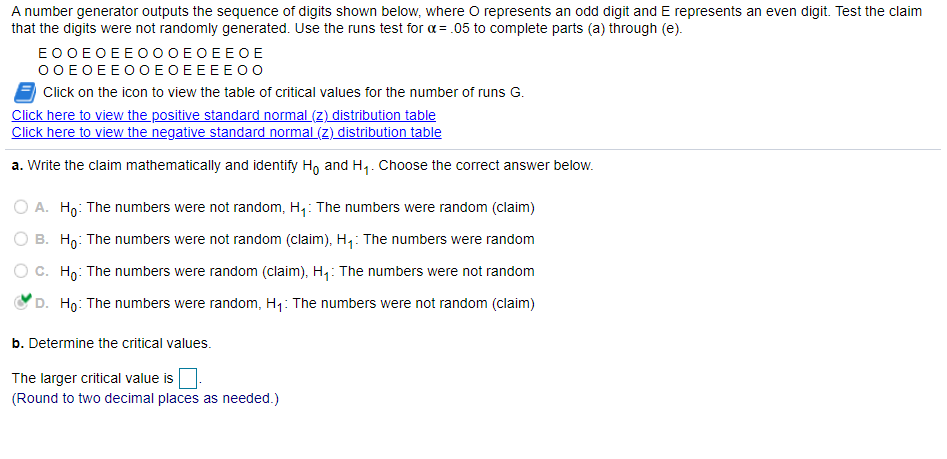 Solved A number generator outputs the sequence of digits | Chegg.com