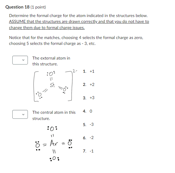 Solved Question 18 (1 point) Determine the formal charge for | Chegg.com