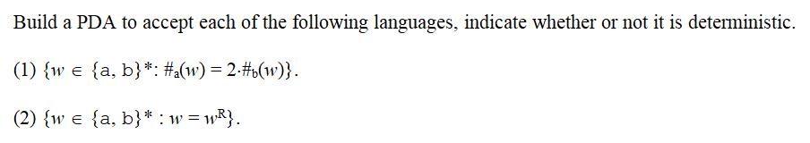 Solved Build a PDA to accept each of the following | Chegg.com