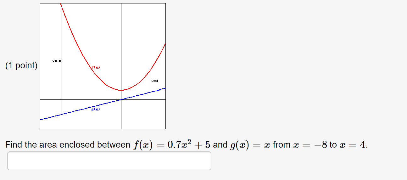 Solved Find The Area Enclosed Between F X 0 7x2 5 And