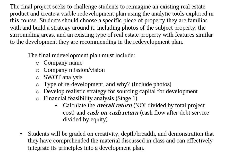 Solved The final project seeks to challenge students to | Chegg.com