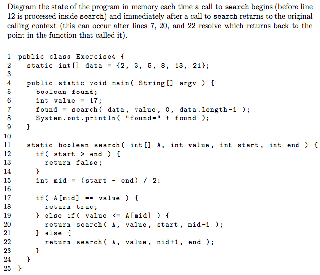 Solved Diagram the state of the program in memory each time | Chegg.com