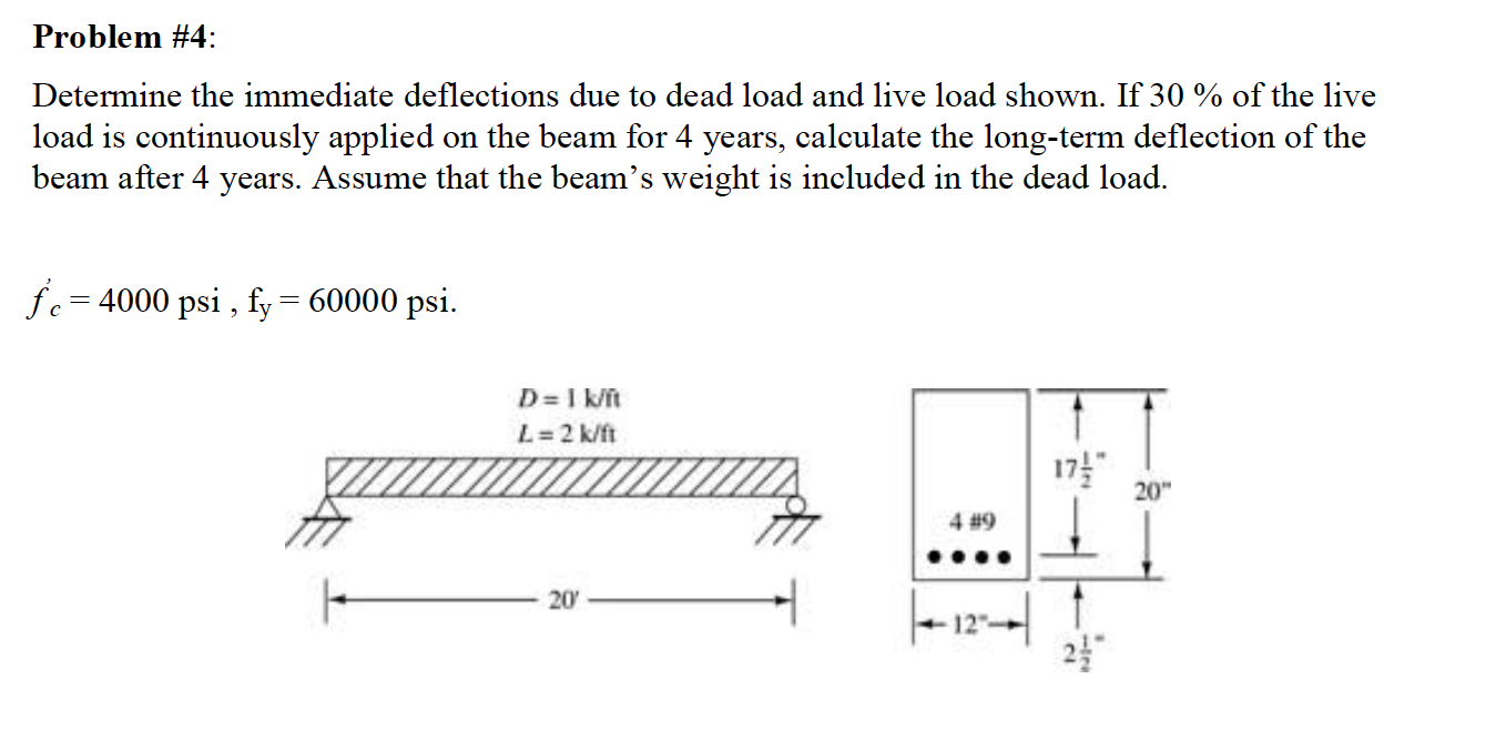 Solved Problem #4: Determine the immediate deflections due | Chegg.com Solved Problem #4: Determine the immediate deflections due | Chegg.com