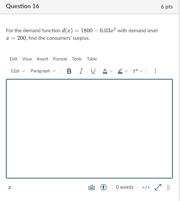 Solved For the demand function d(x)=1800−0.03x2 with demand | Chegg.com