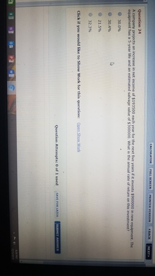 Solved CALCULATOR FULL SCREEN PRINTER VERSION BACK Question | Chegg.com