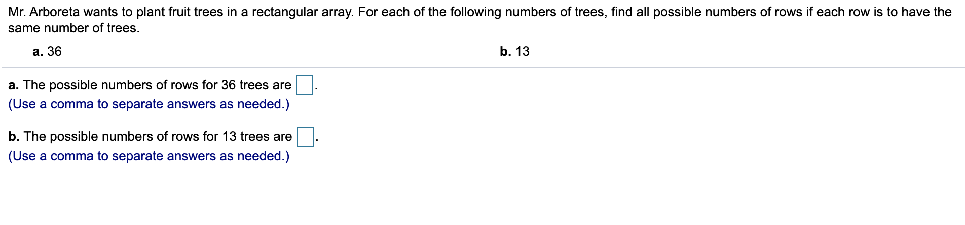 Solved Mr. Arboreta wants to plant fruit trees in a | Chegg.com