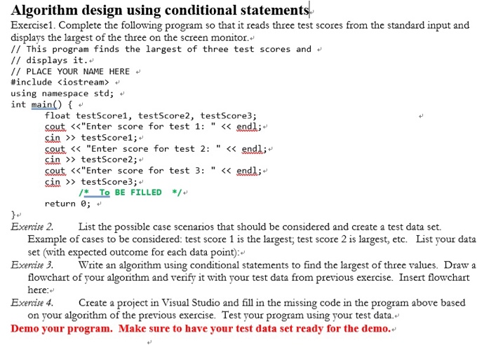 Solved Algorithm design using conditional statements. so | Chegg.com