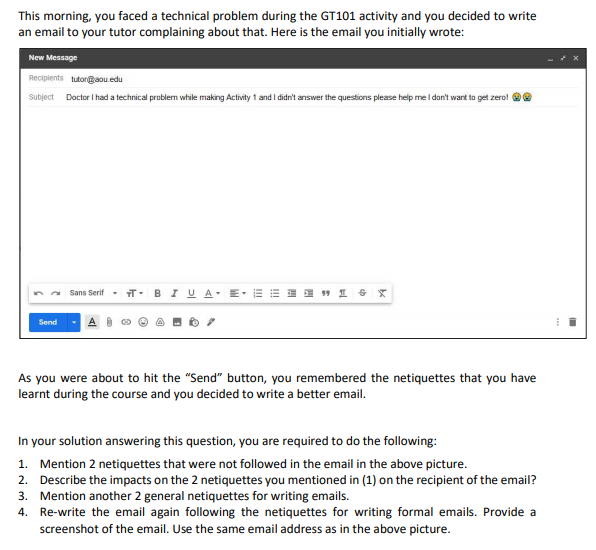 Solved This morning, you faced a technical problem during | Chegg.com