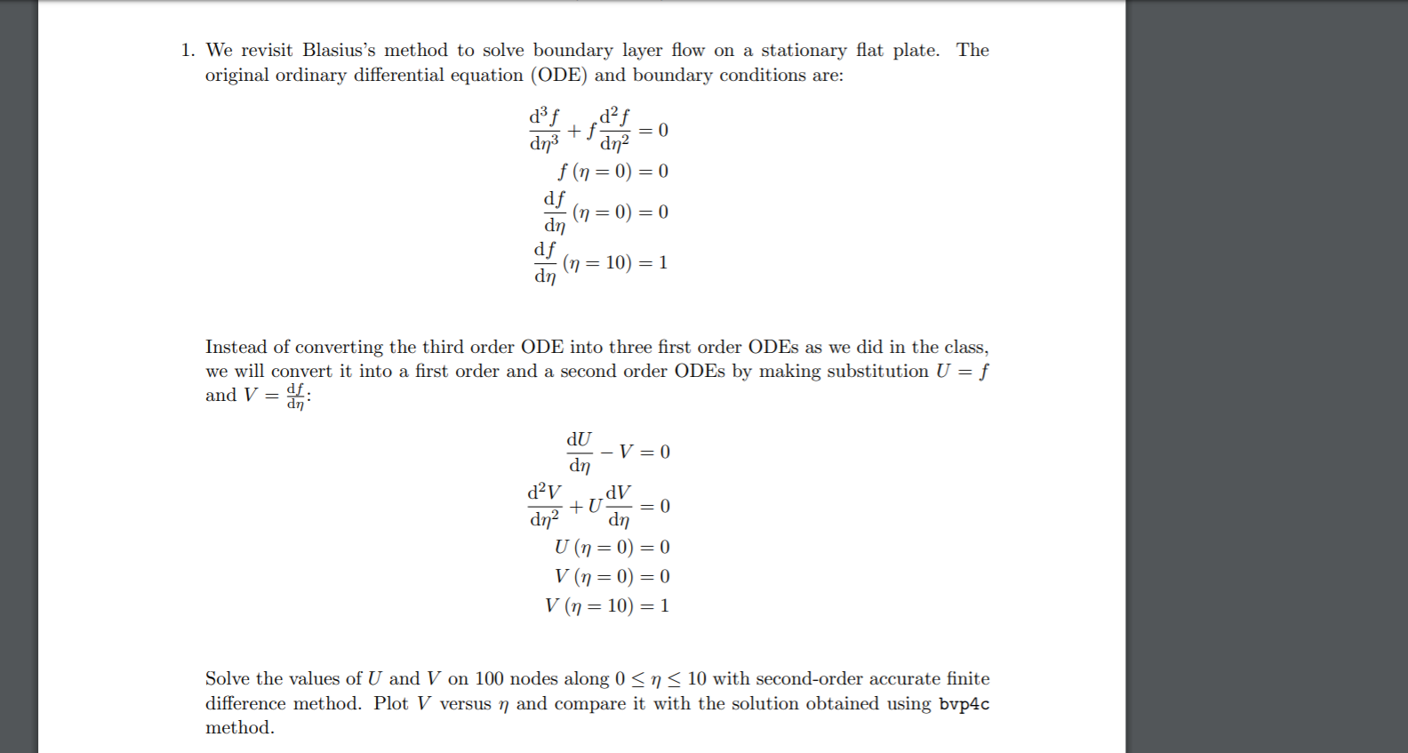 1. We revisit Blasius's method to solve boundary | Chegg.com