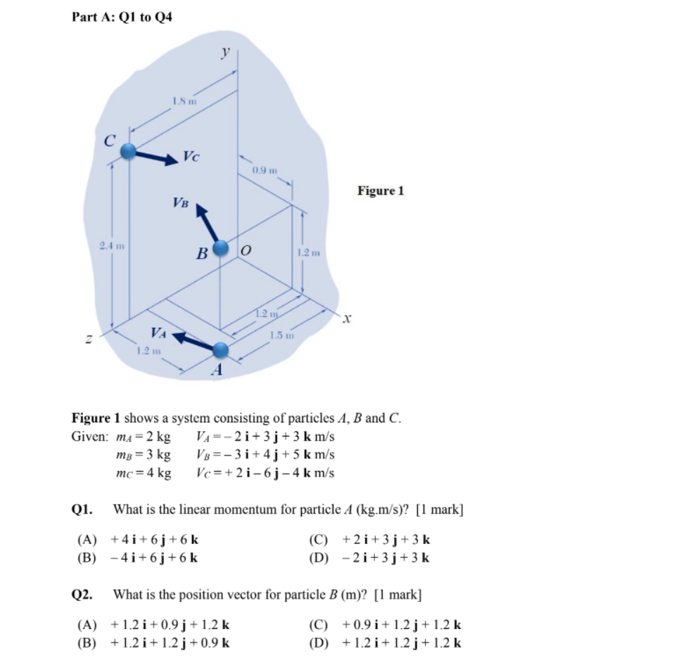 Solved Part A: Q1 to 24 Y 1.5 m VC 0.9 m Figure 1 VB 2.4 m | Chegg.com