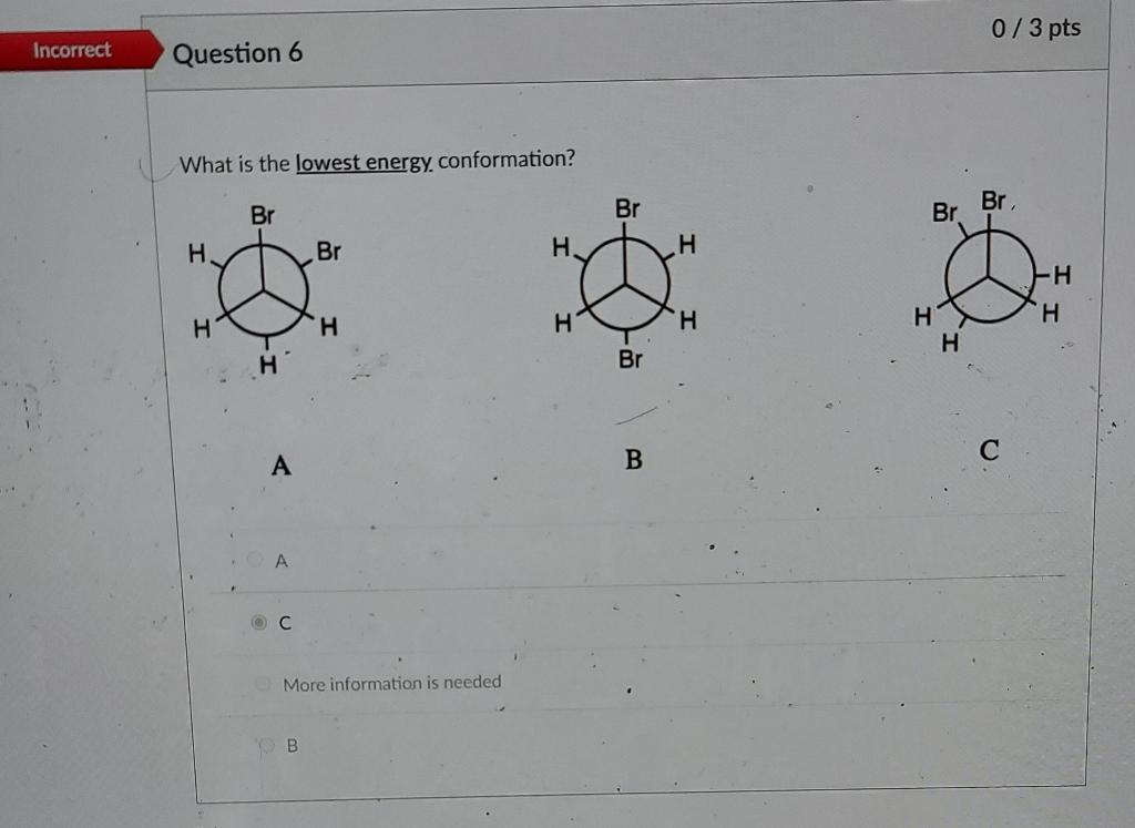 Solved What is the lowest energy, conformation? A A C More | Chegg.com