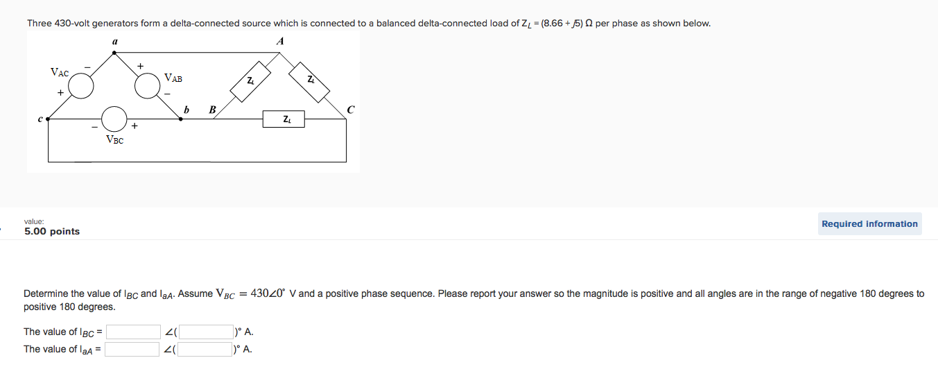 Solved Three 430-volt generators form a delta-connected | Chegg.com