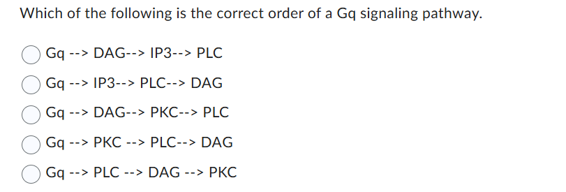 Solved Which of the following is the correct order of a Gq | Chegg.com