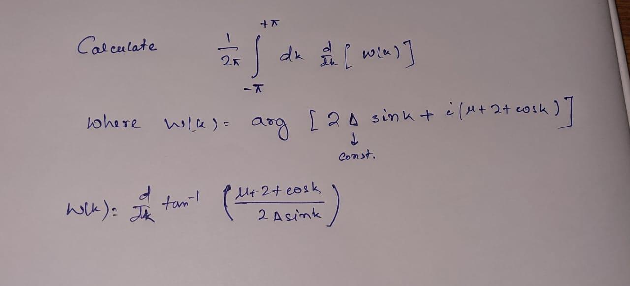 Solved Calculate 2π1∫−π+πdxdxd[ω(u)] Where ω(u)=arg[2Δ | Chegg.com