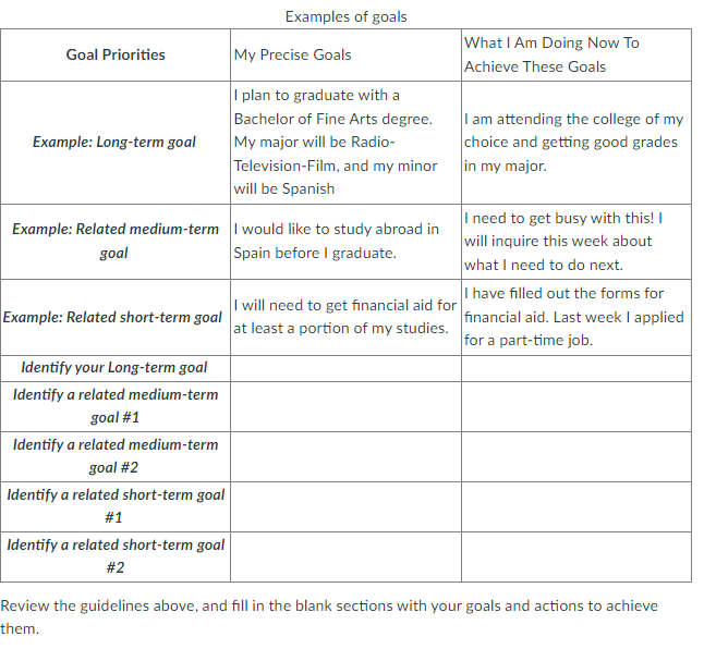 In order to achieve long-term goals (from college | Chegg.com