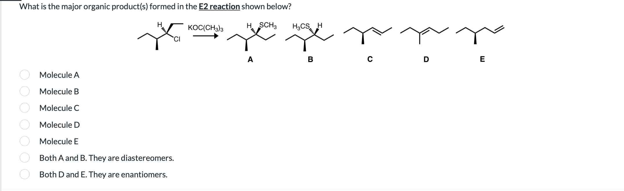 Solved What is the major organic product(s) formed in the E2 | Chegg.com