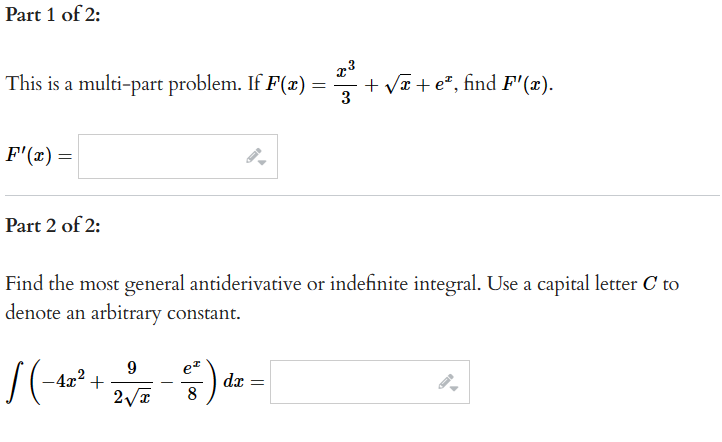 This is a multi-part problem. If F(x)=3x3+x+ex, find | Chegg.com