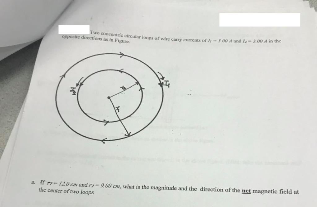 Solved Two concentric circular loops of wire carry currents | Chegg.com