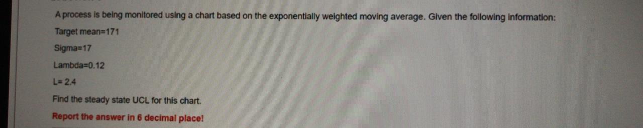 Solved A process is being monitored using a chart based on | Chegg.com