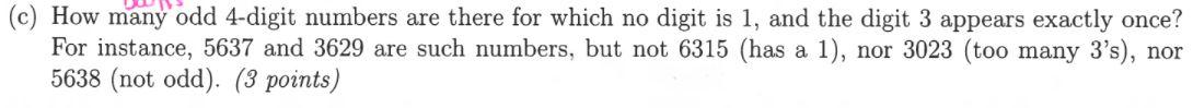 Solved (c) How many odd 4-digit numbers are there for which | Chegg.com