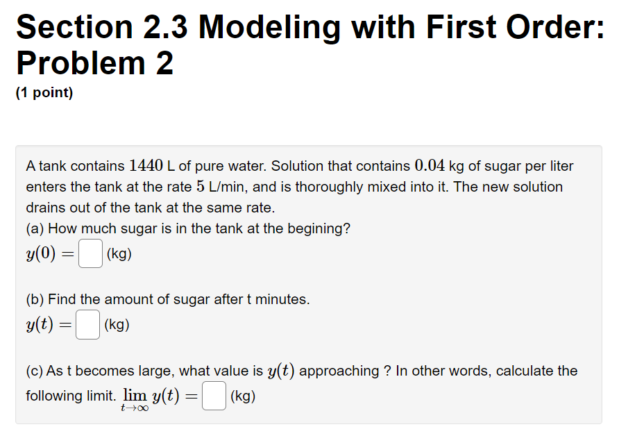 Solved Section 2 3 Modeling With First Order Problem 1 1
