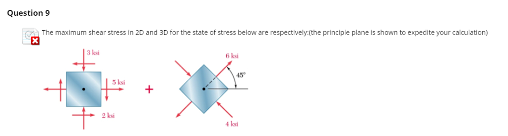 Solved The maximum shear stress in 2D and 3D for the state | Chegg.com