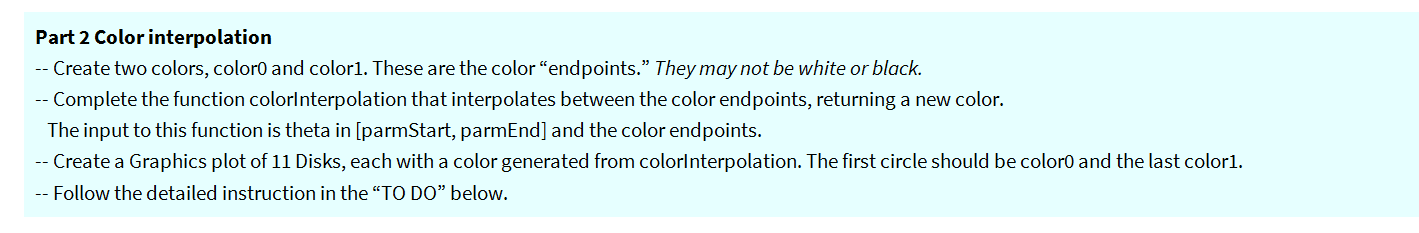 Part 2 Color interpolation -- Create two colors, | Chegg.com