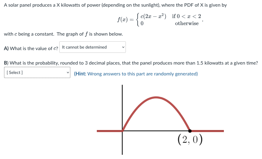 Solved A solar panel produces a x ﻿kilowatts of power | Chegg.com