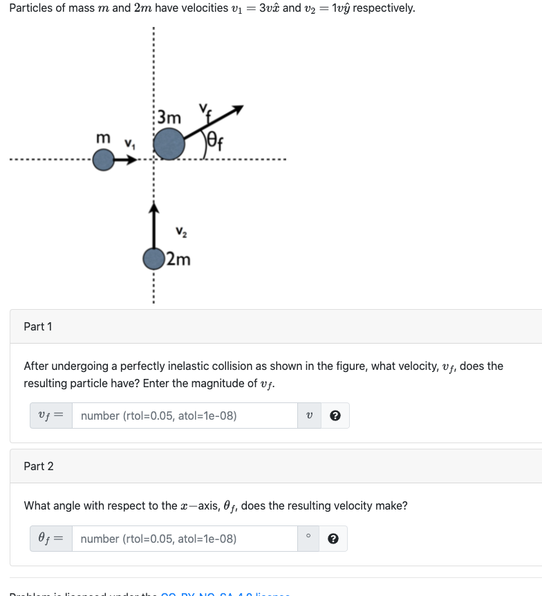 Solved Particles of mass m and 2m have velocities v1 = 3vî | Chegg.com