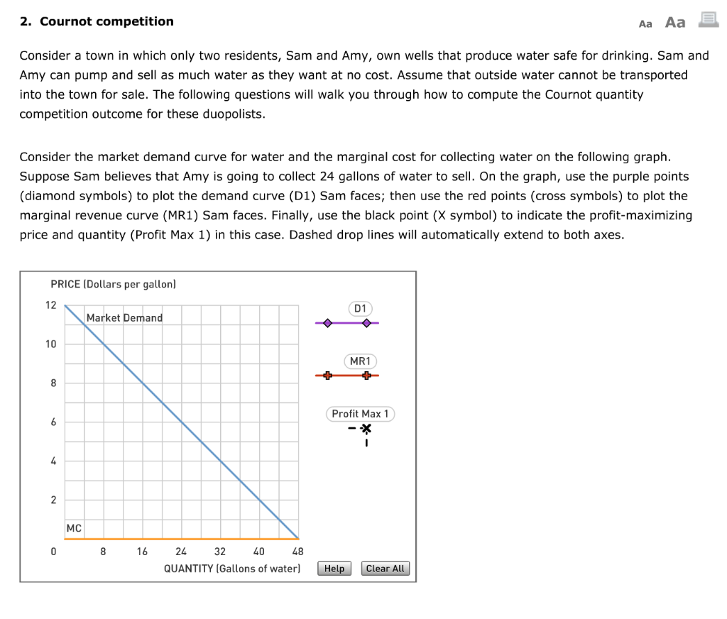 Solved 2. Cournot competition Aa Aa Consider a town in which | Chegg.com