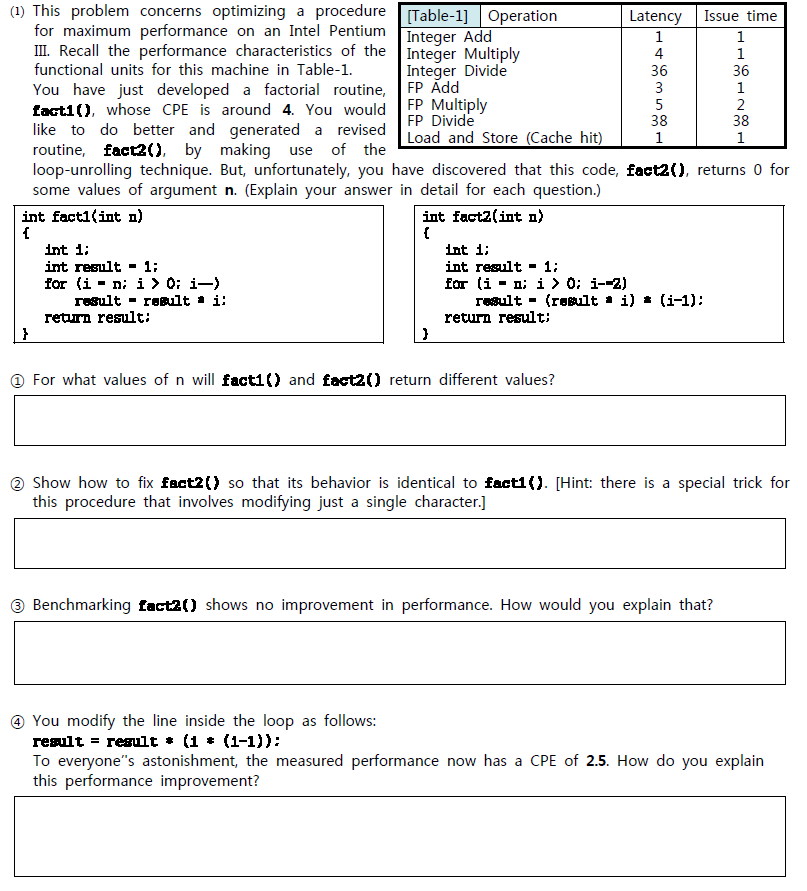 Solved (1) This problem concerns optimizing a procedure | Chegg.com