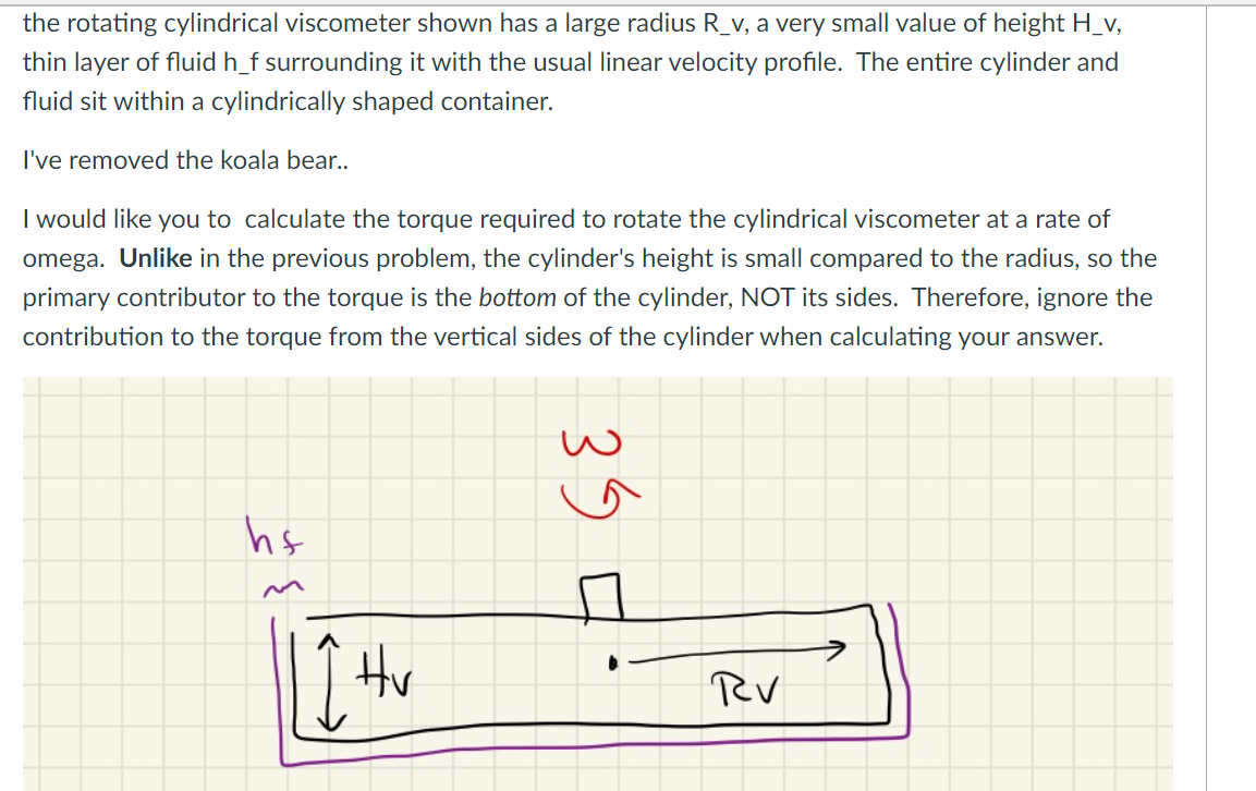 Solved the rotating cylindrical viscometer shown has a large | Chegg.com
