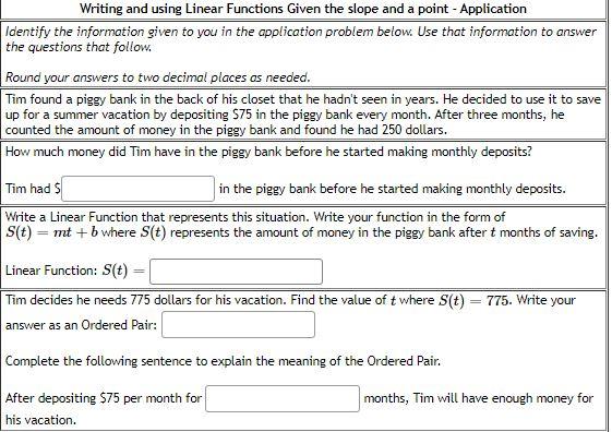 Solved Writing and using Linear Functions Given the slope | Chegg.com