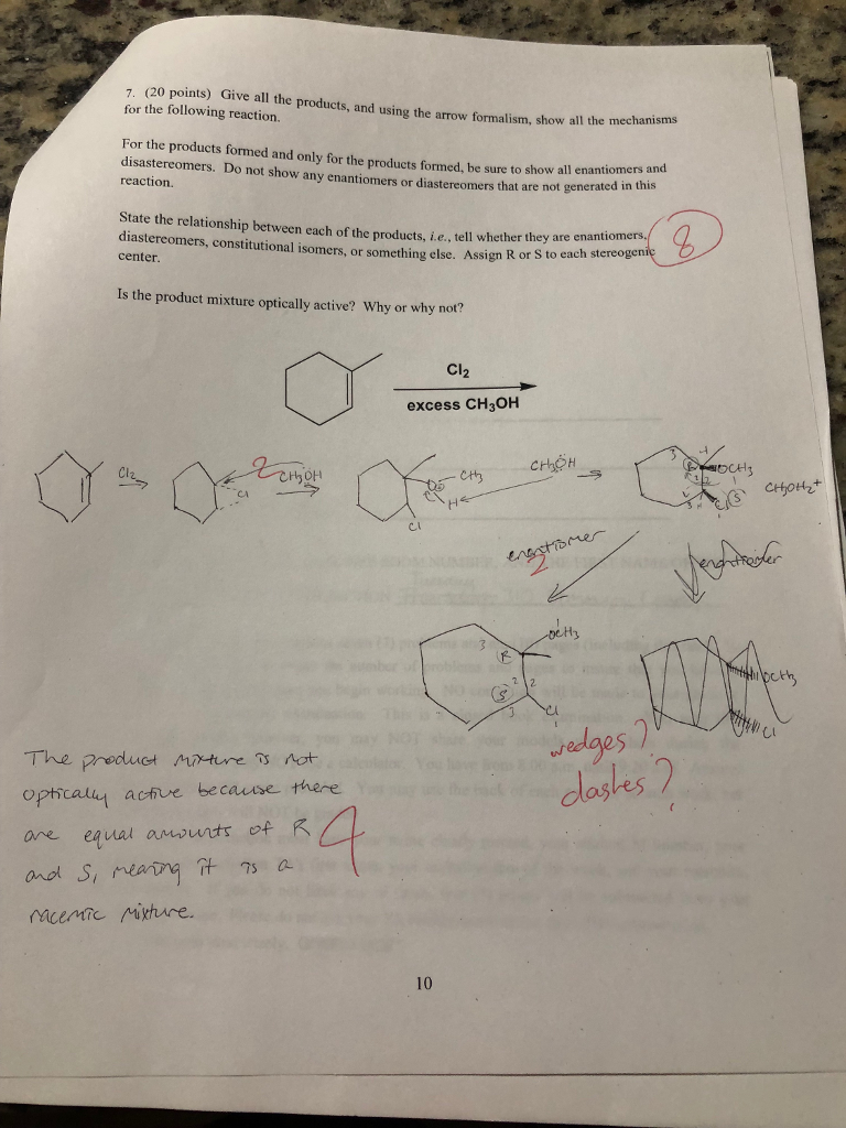 Solved 7. (20 points) Give all the products, and using the | Chegg.com