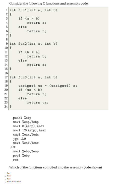 Solved pushl \%ebp movl \%esp,\%ebp movl 8(%ebp),%edx mov1 | Chegg.com
