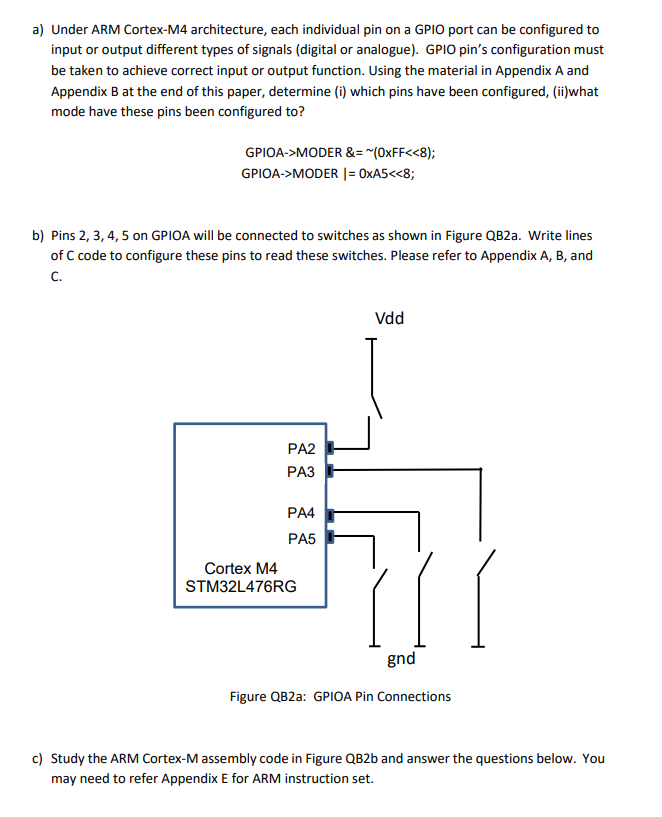Solved a) Under ARM Cortex-M4 architecture, each individual | Chegg.com