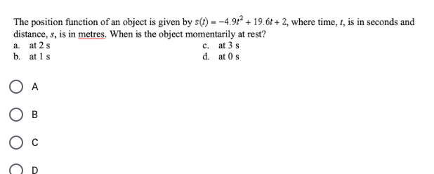 Solved The position function of an object is given by | Chegg.com
