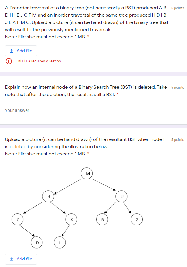 Solved A Preorder traversal of a binary tree (not | Chegg.com
