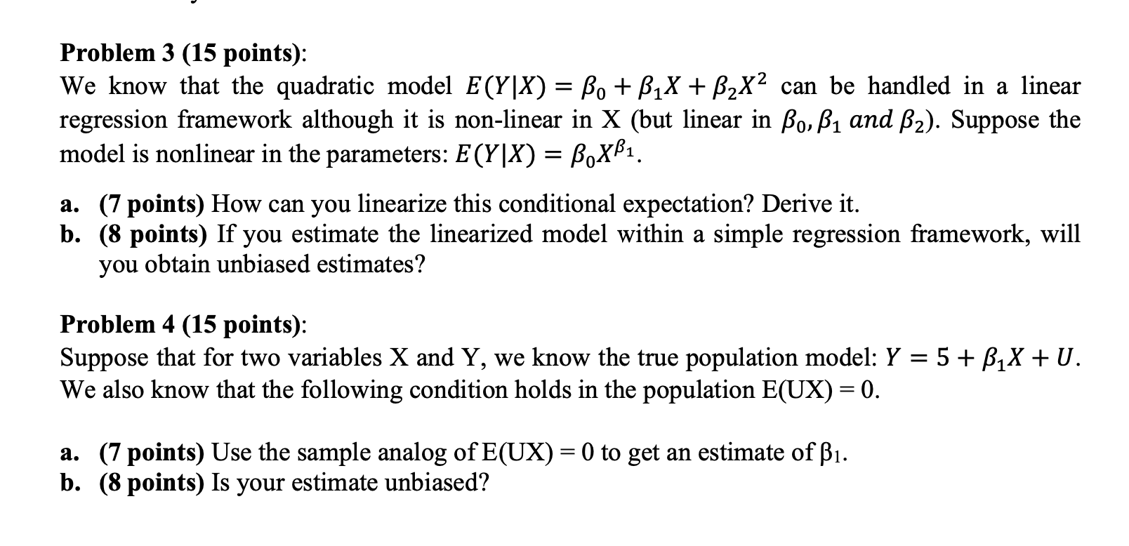 Solved Problem 3 (15 points): We know that the quadratic | Chegg.com