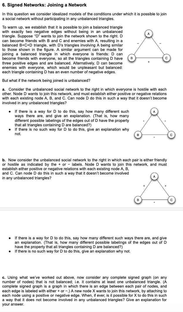 Solved Signed Networks: Joining a NetworkIn this question we | Chegg.com