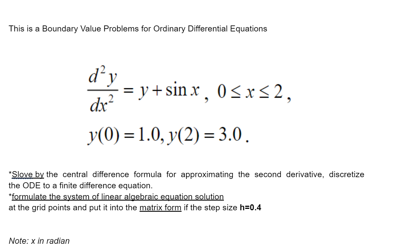 Solved This is a Boundary Value Problems for Ordinary | Chegg.com
