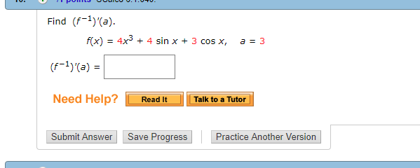 Solved Find (f −1)'(a). f(x) = 5x3 + 4x2 + 4x + 6, | Chegg.com