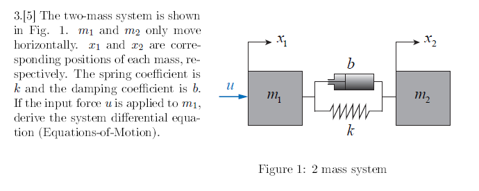 Solved 3.5] The two-mass system is shown in Fig. 1. m1 and | Chegg.com