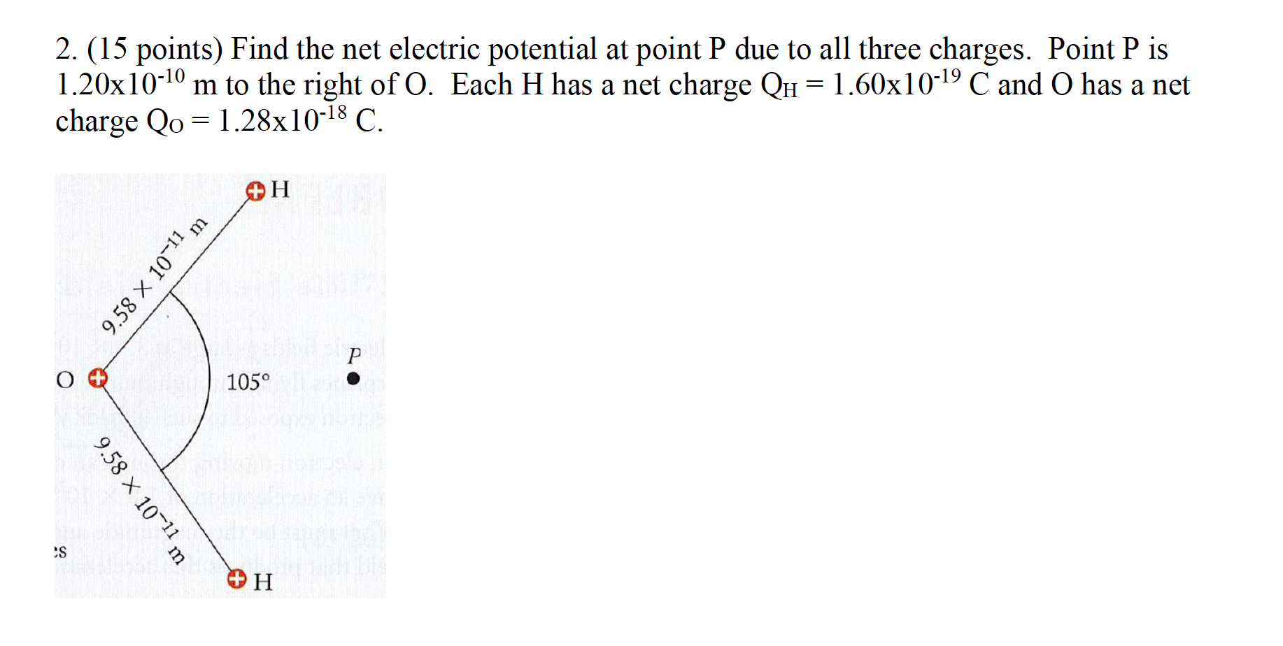 Solved 2. (15 points) Find the net electric potential at | Chegg.com
