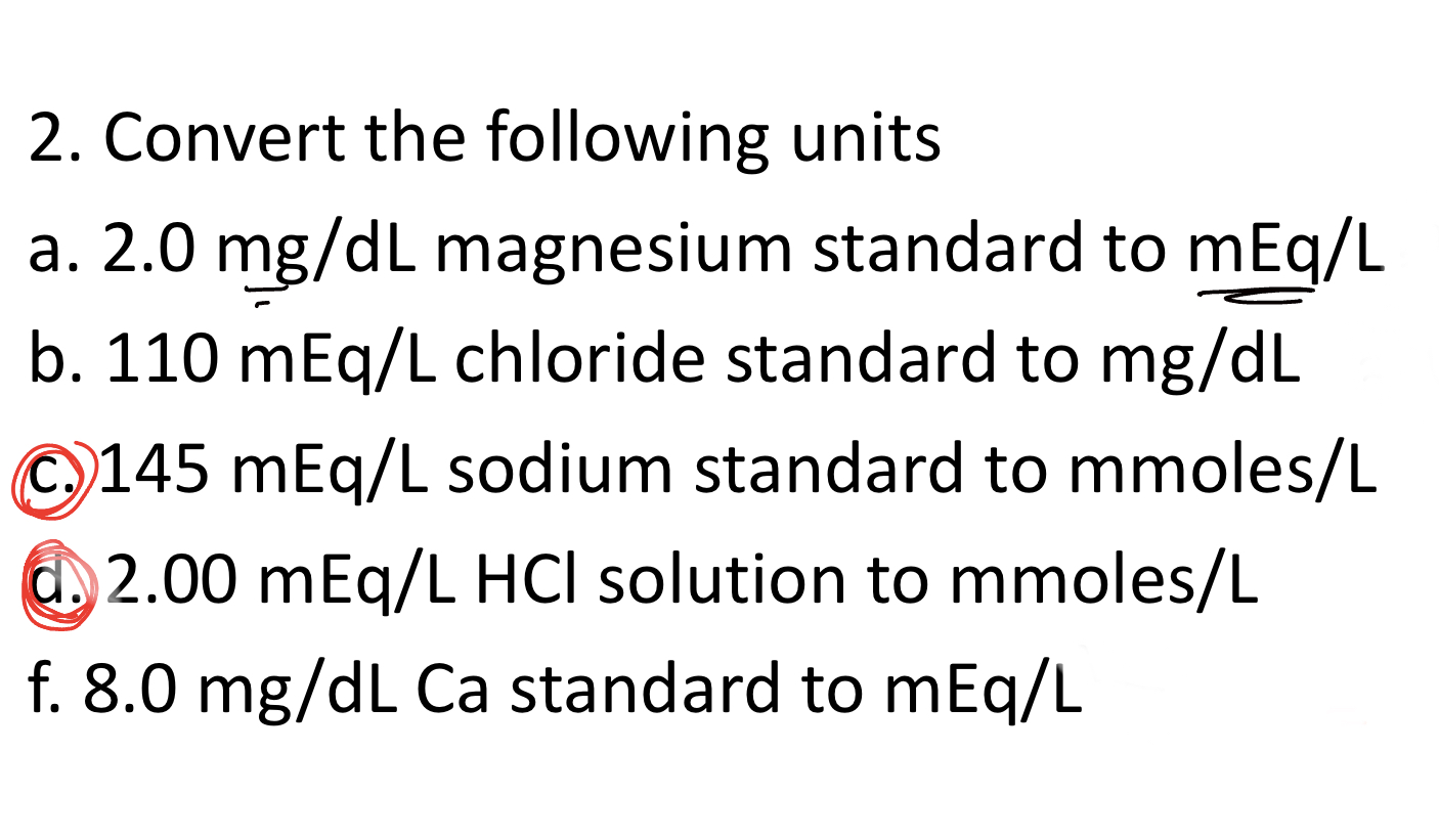 Solved 2. Convert the following units a. 2.0mg/dL magnesium | Chegg.com