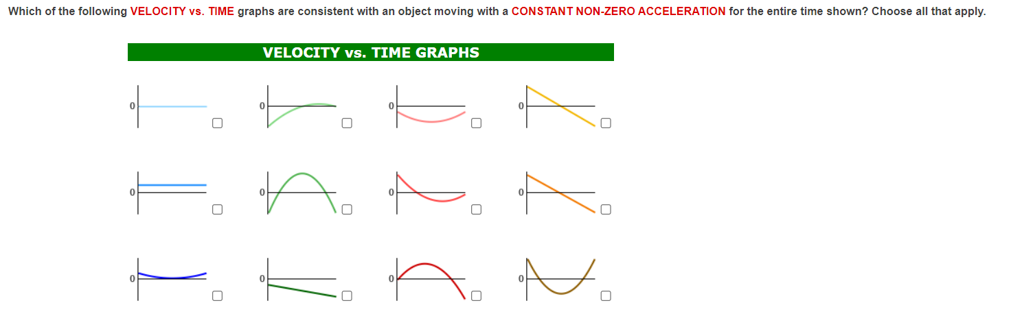 Solved \r\nWhich of the following ACCELERATION vs. TIME | Chegg.com