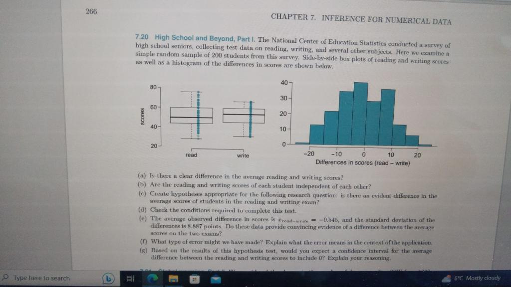 Solved 7.20 High School and Beyond, Part I. The National | Chegg.com