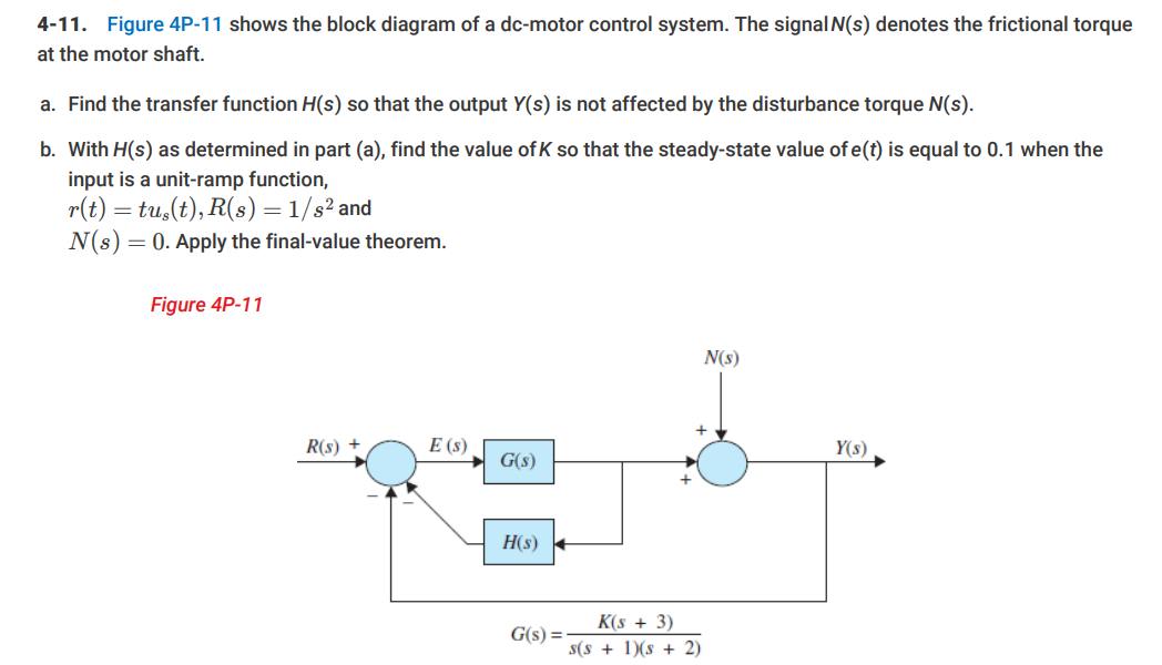 Solved 4-11. Figure 4P-11 shows the block diagram of a | Chegg.com