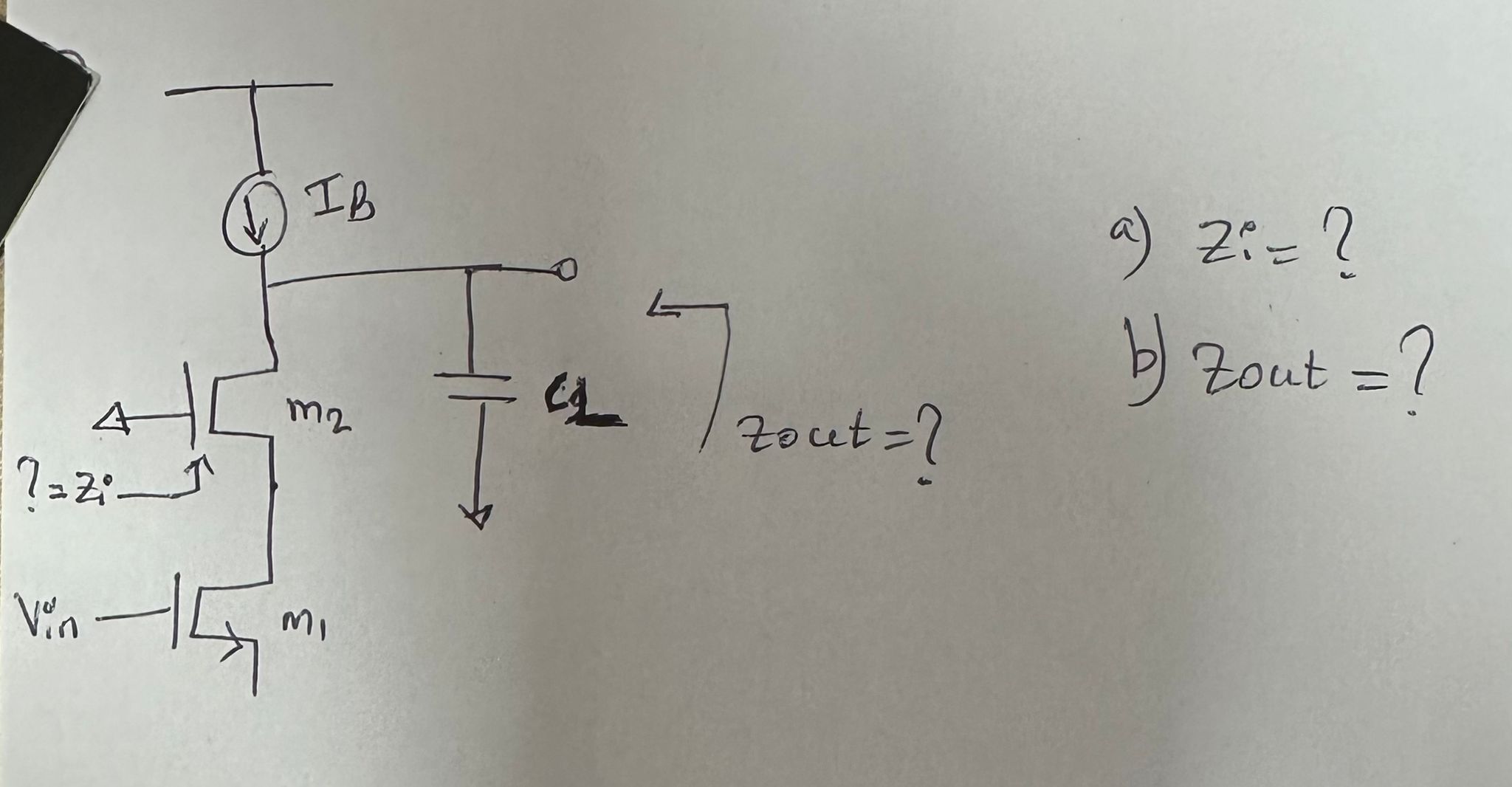Solved a) Zi= ?b) ﻿Zout =?Zi=? ﻿﻿Zout =? | Chegg.com