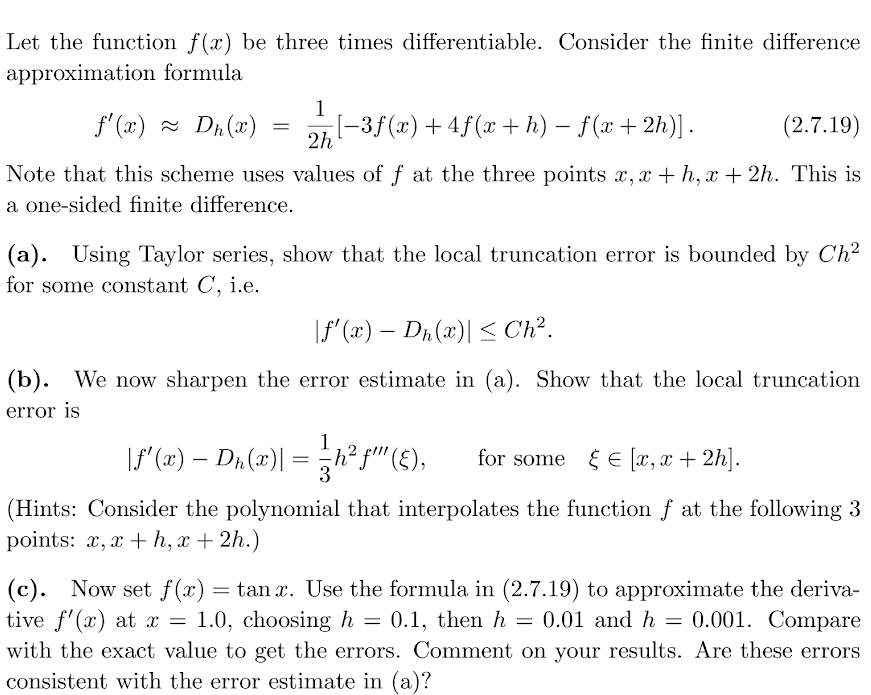 Solved Let the function f(x) be three times differentiable. | Chegg.com